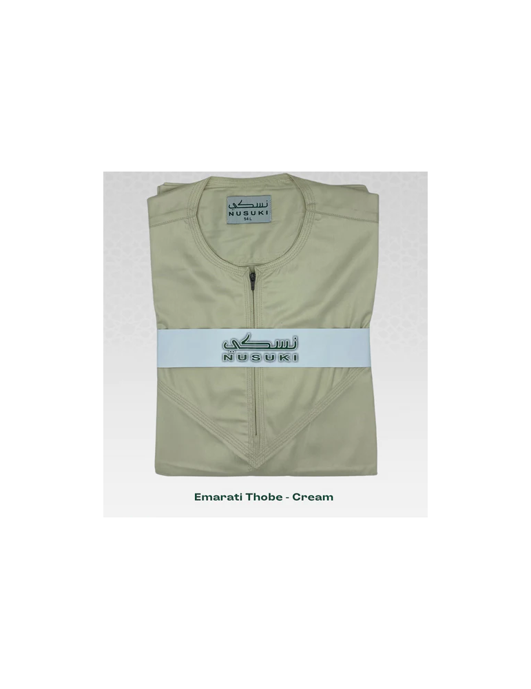 Nusuki Emarati Thobe with Tassel - Cream
